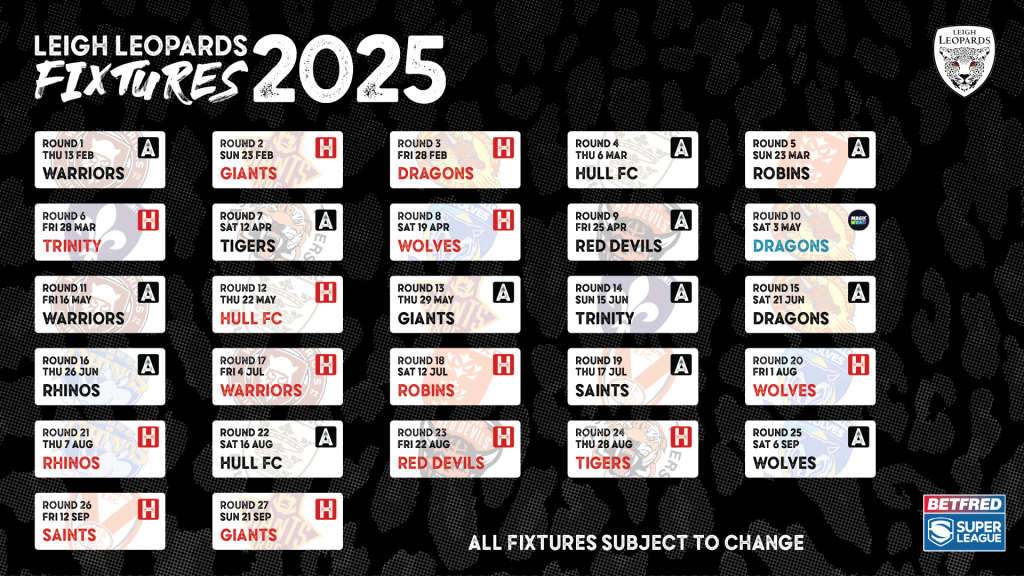 2025 Fixtures Revealed – Leigh Leopards